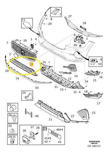 Grade Inferior Parachoque Dianteiro Volvo Xc60 T8 2019 2023 – MotorJan ...