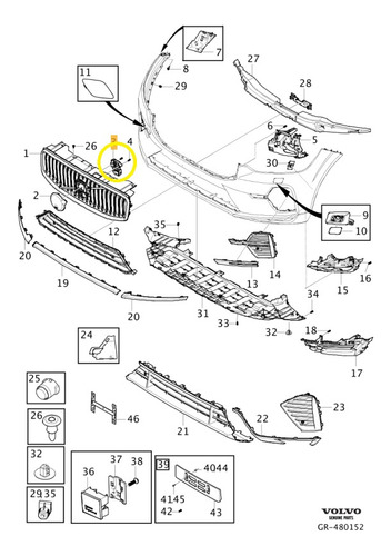 Suporte Emblema Frontal Grade Volvo Xc60 T8 Plus 2019 A 2023 – MotorJan ...
